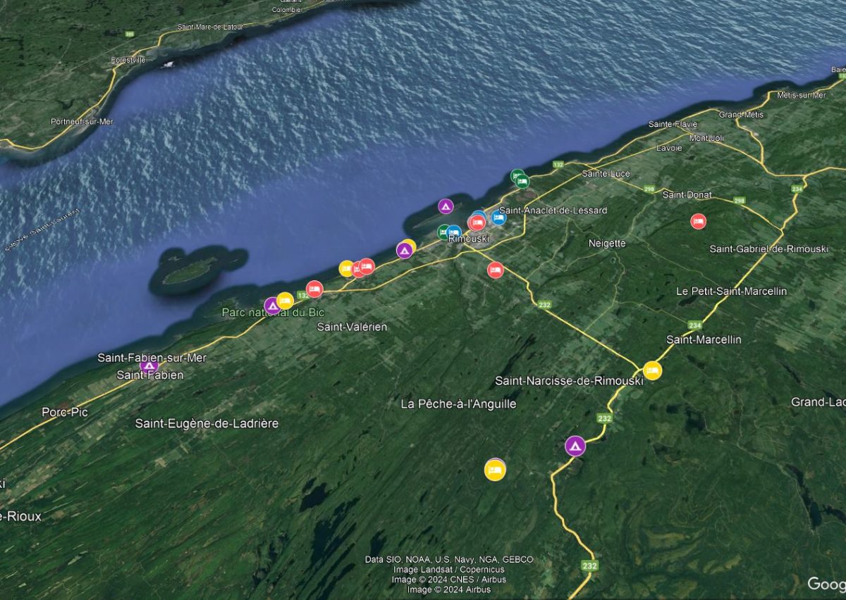 Carte interactive hébergements – Tourisme Rimouski